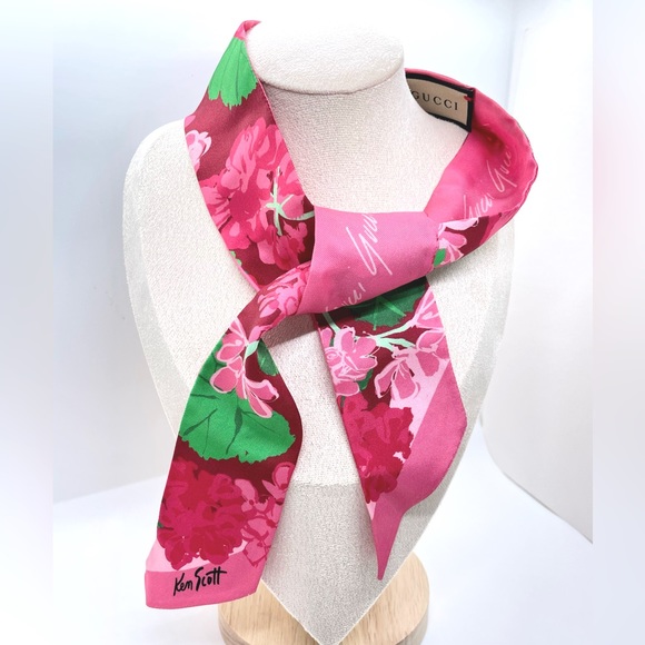 Gucci | Accessories | Gucci X Ken Scott Pink Floral Twilly Scarf | Poshmark